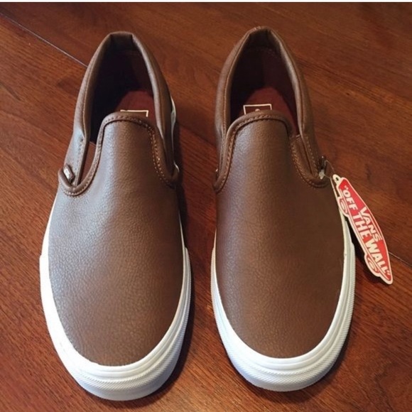 Vans | Shoes | Iso Brown Leather Vans | Poshmark